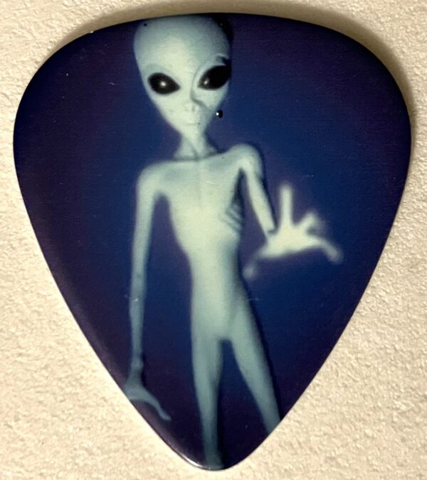 Alien Standing “What’s Up” Guitar Pick Extraterrestrial Art image - Pickbay