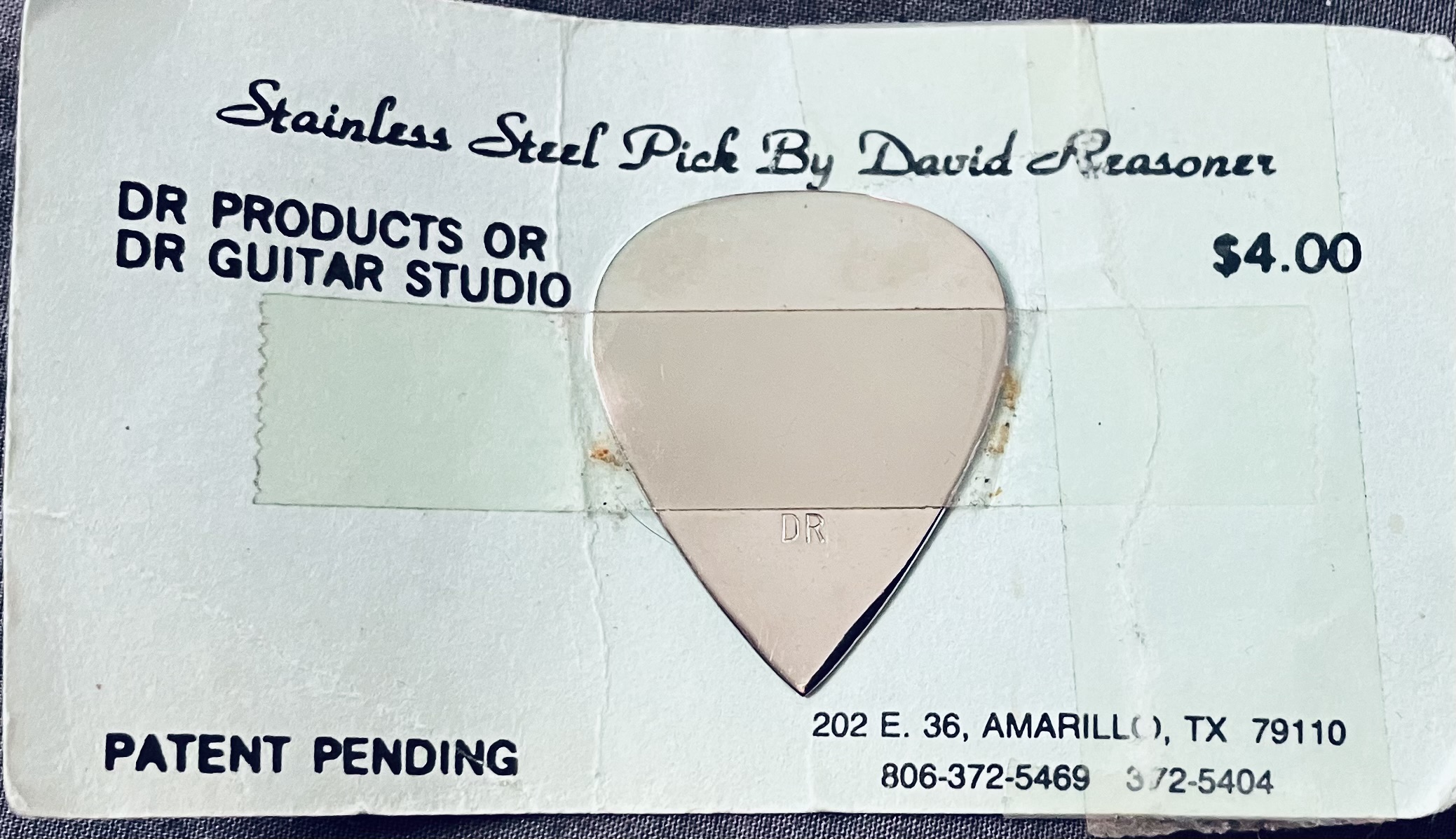 Vintage Stainless Steel Guitar Pick med gauge engraved “DR” by David ...