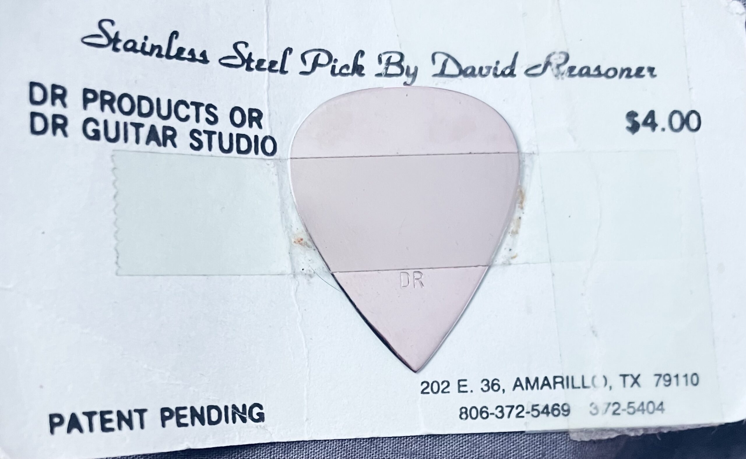 Vintage Stainless Steel Guitar Pick med gauge engraved “DR” by David ...
